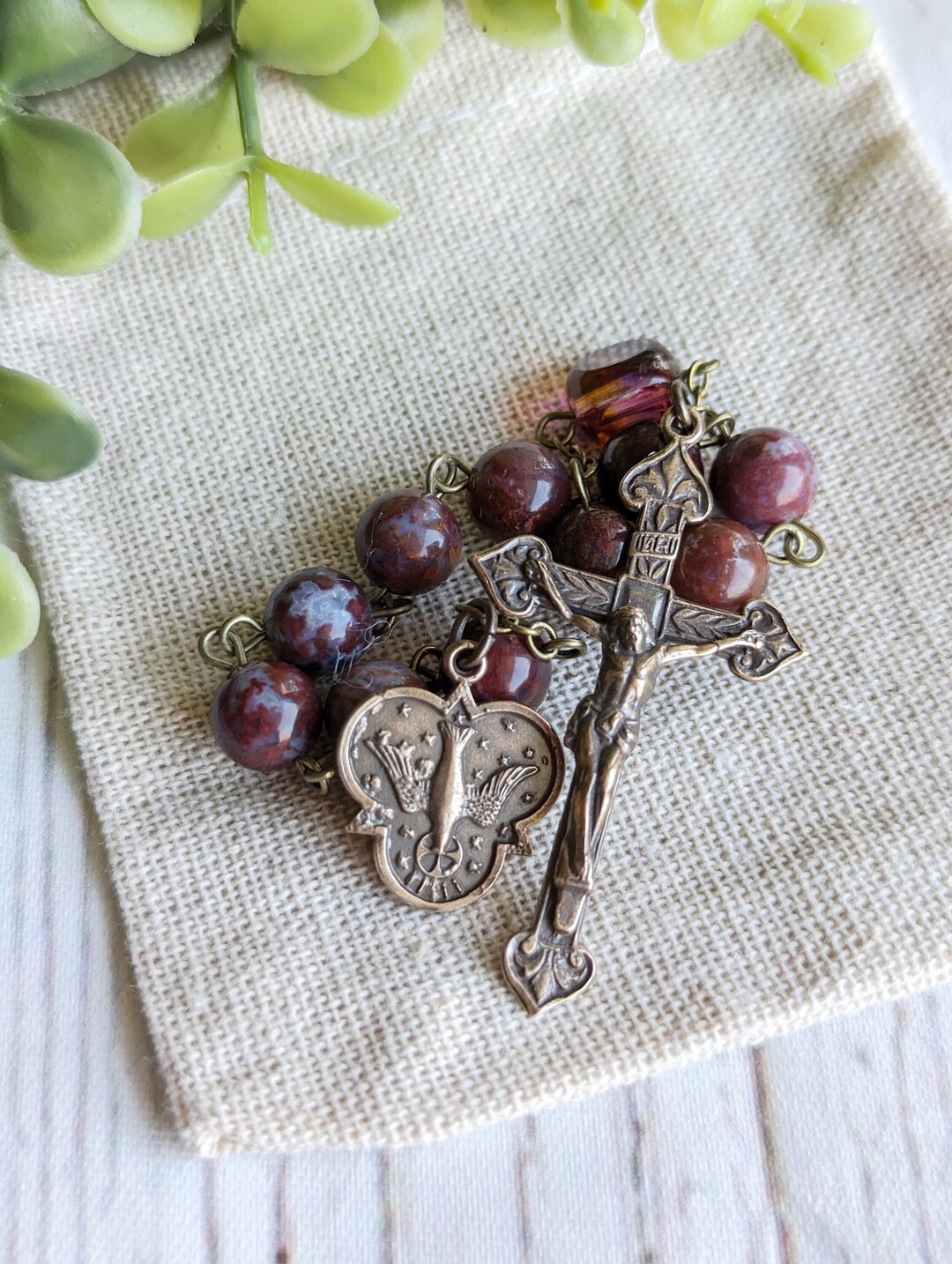 Gifts of the Holy Spirit Solid Bronze Flame Agate and Vintage Glass ...