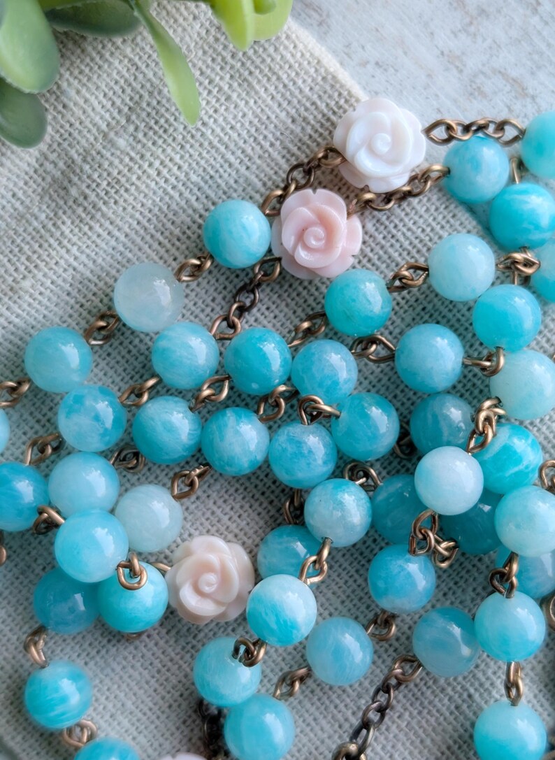 Our Lady of Guadalupe Solid Bronze + Peruvian Amazonite and Carved ...