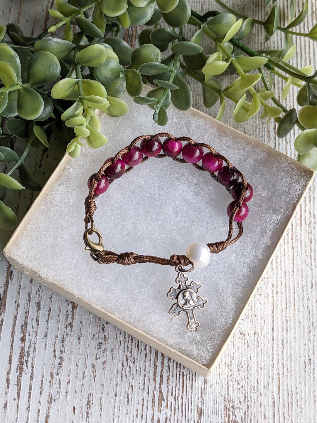 St. Joan of Arc Cross of Lorraine Solid Bronze Pink Tiger Eye Sacrifice ...