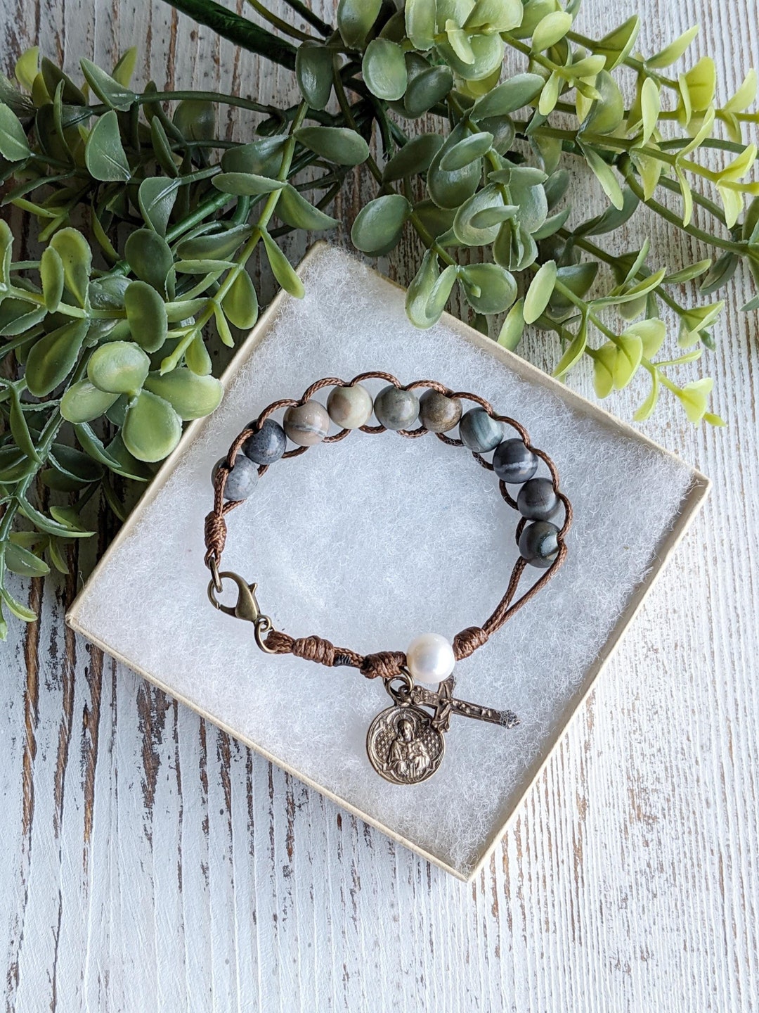 Sacred Heart and St. Benedict Crucifix Solid Bronze + Thunder Jasper ...