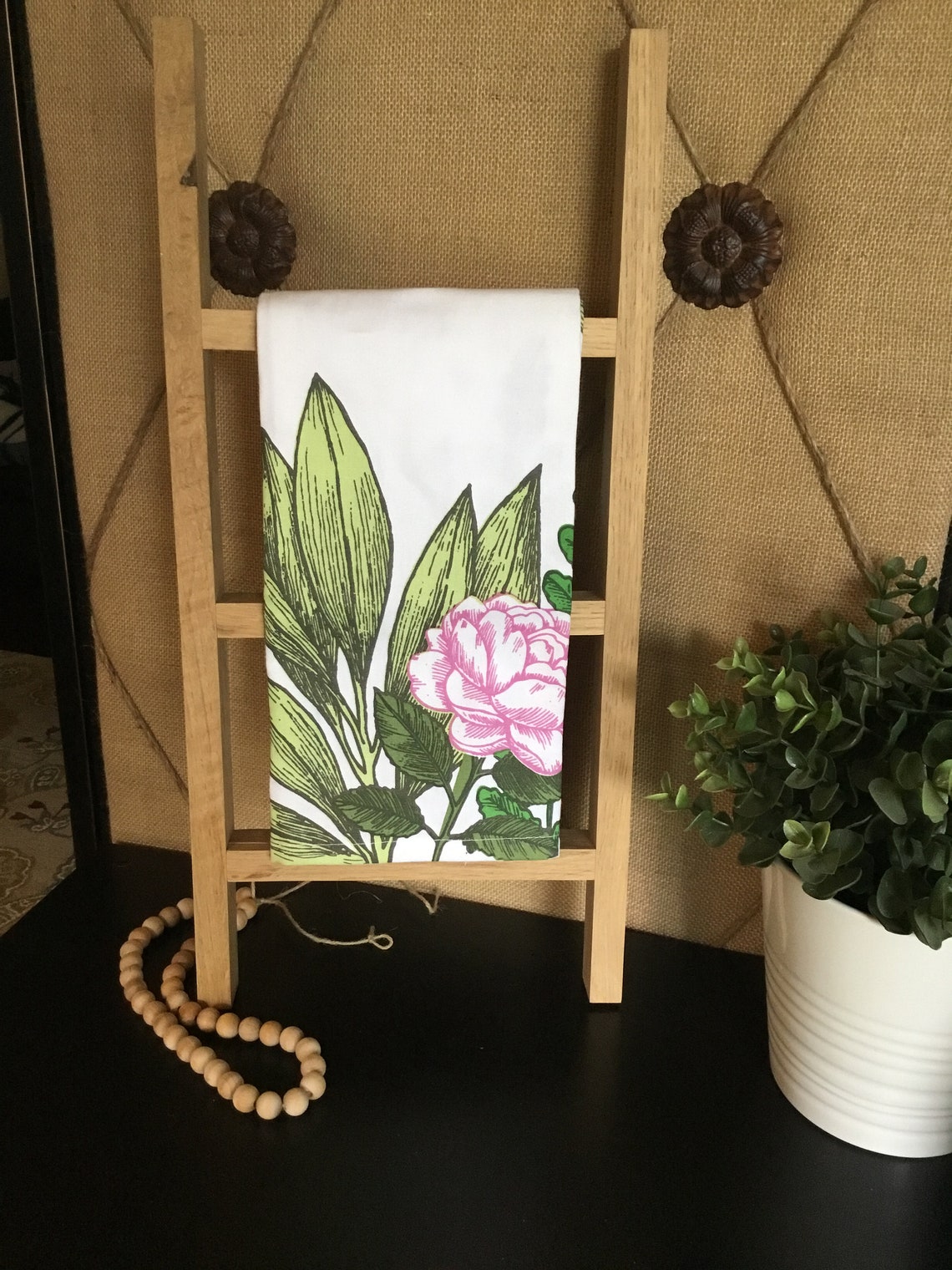 Lunabellahandmade | Farmhouse Tea Towel Ladder | Ladder Rustic Decor ...