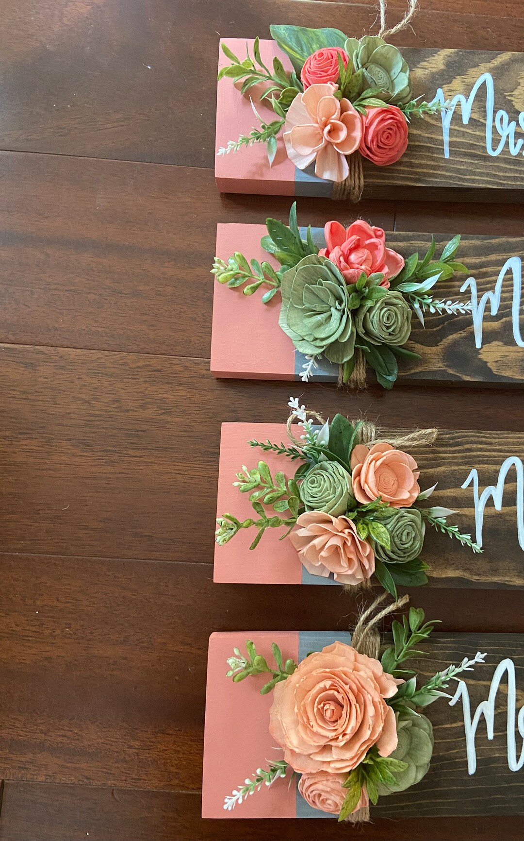 Personalized Teacher Name Sign | Wood Flowers, Rustic Reclaimed Wood - Etsy