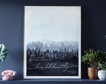 Henry David Thoreau Quote Watercolor Art Print | Literature Watercolor ...