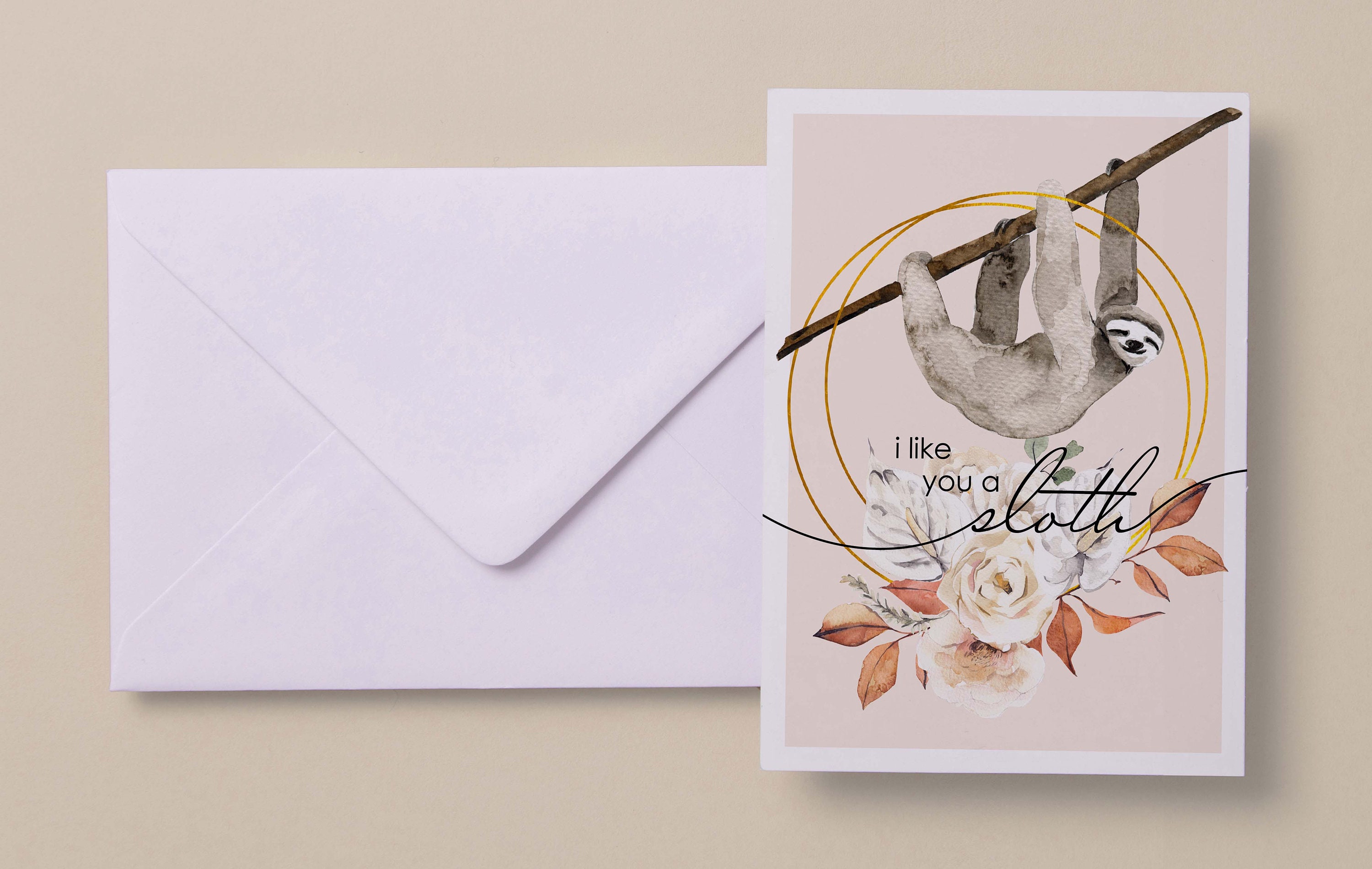 I Like You a Sloth Valentines Day Card Funny Thank You Card Puns Sloth ...