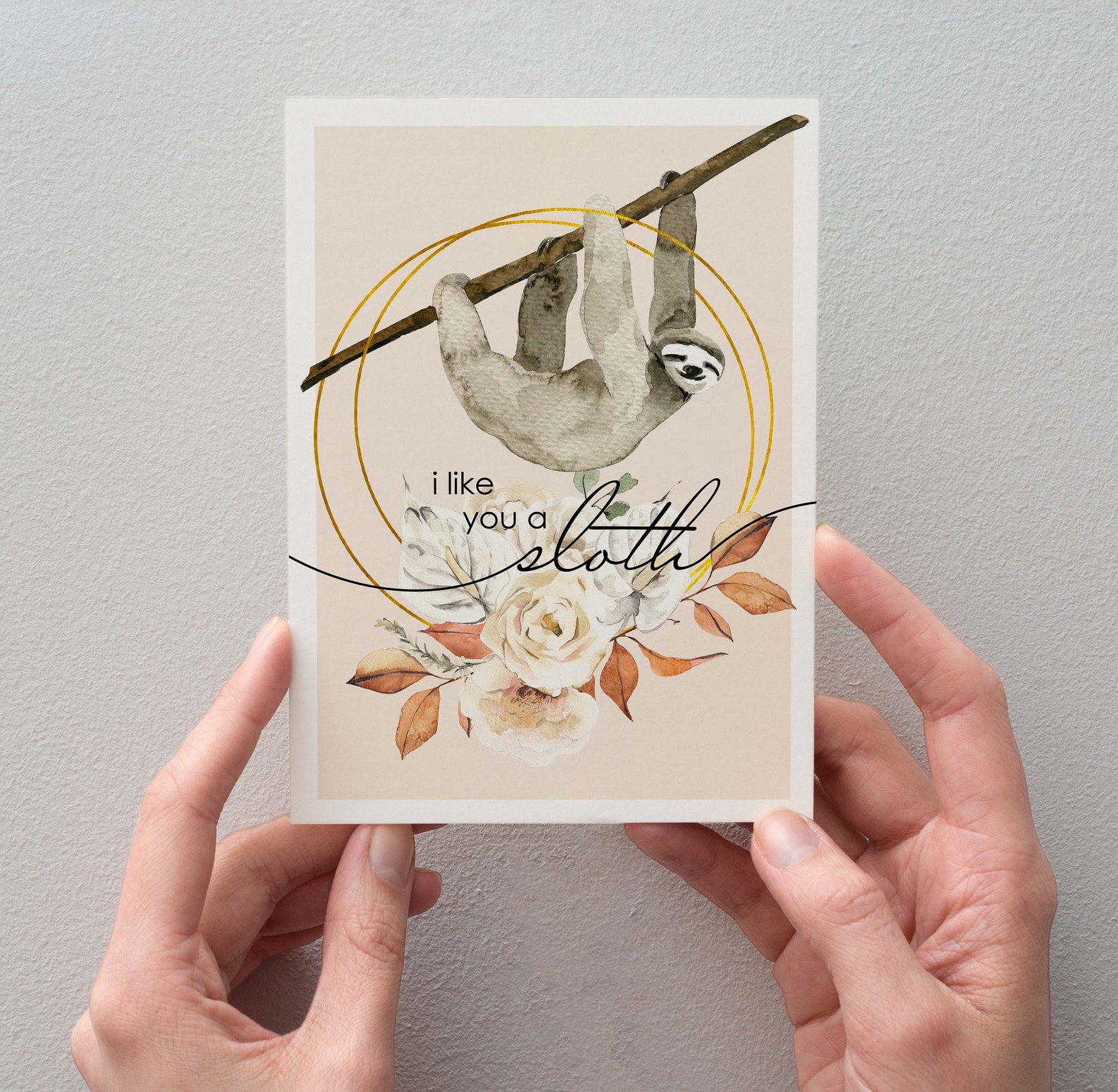 I Like You a Sloth Valentines Day Card Funny Thank You Card Puns Sloth ...