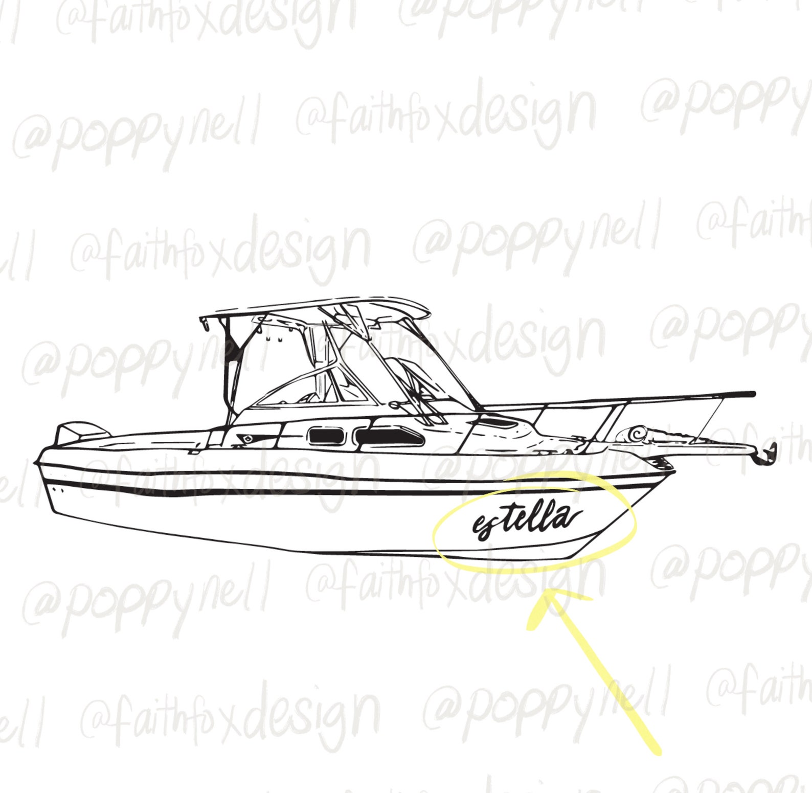 Grady Custom White Boat Decal Digital Files Cricut SVG PNG DFX - Etsy