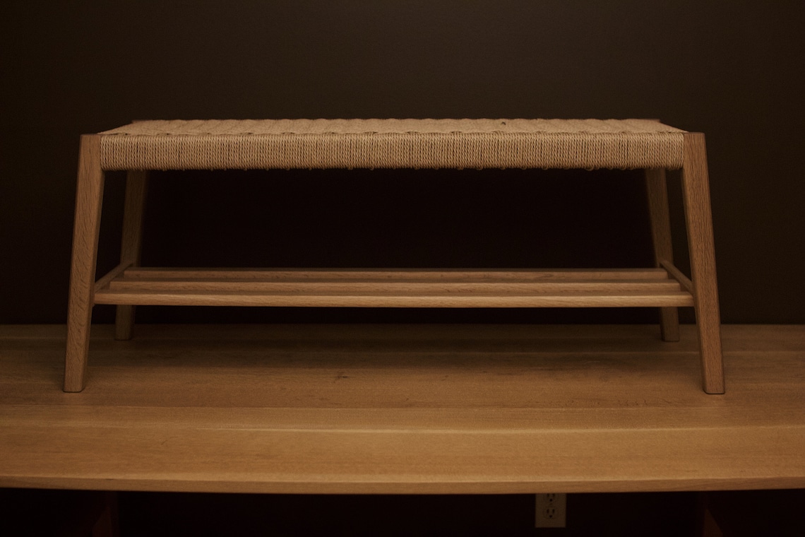 Mid Century Entryway Woven Seat Shoe Bench - Etsy