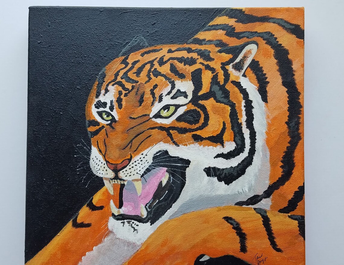 Pouncing Tiger Art Man Cave Decor Tiger Key Rack Tiger Wall - Etsy