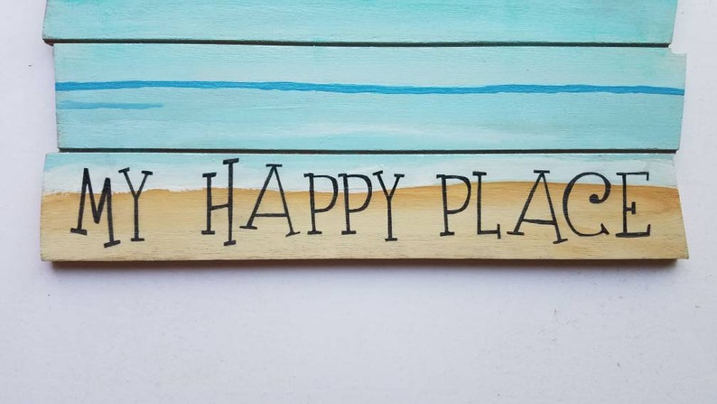 Happy Place Sign Beach Painting Beach Sign Beach Decor - Etsy