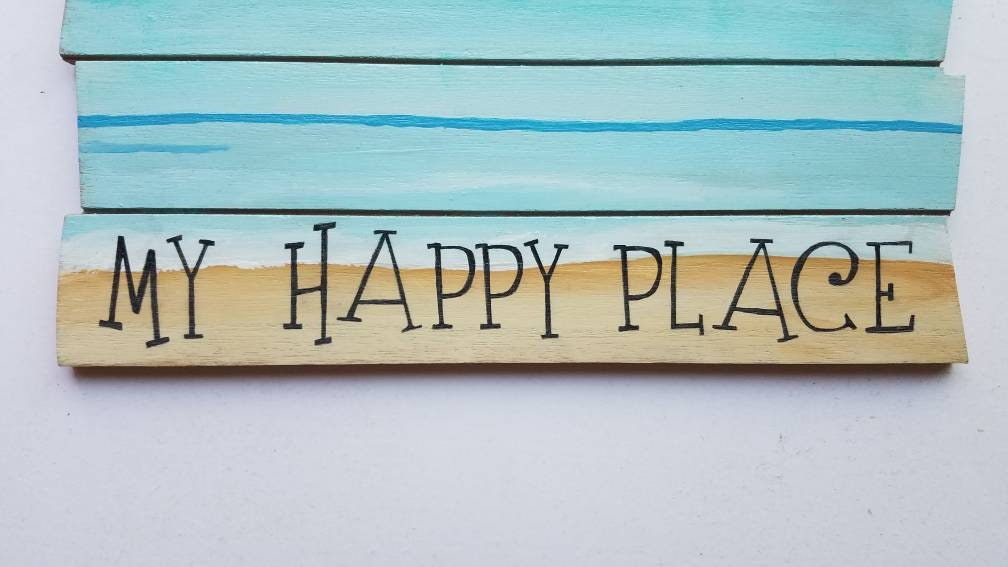 Happy Place sign Beach painting Beach sign Beach decor | Etsy