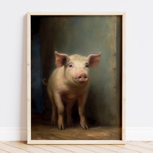 Pig Wall Art Printable Pig Painting Antique Oil Painting - Etsy