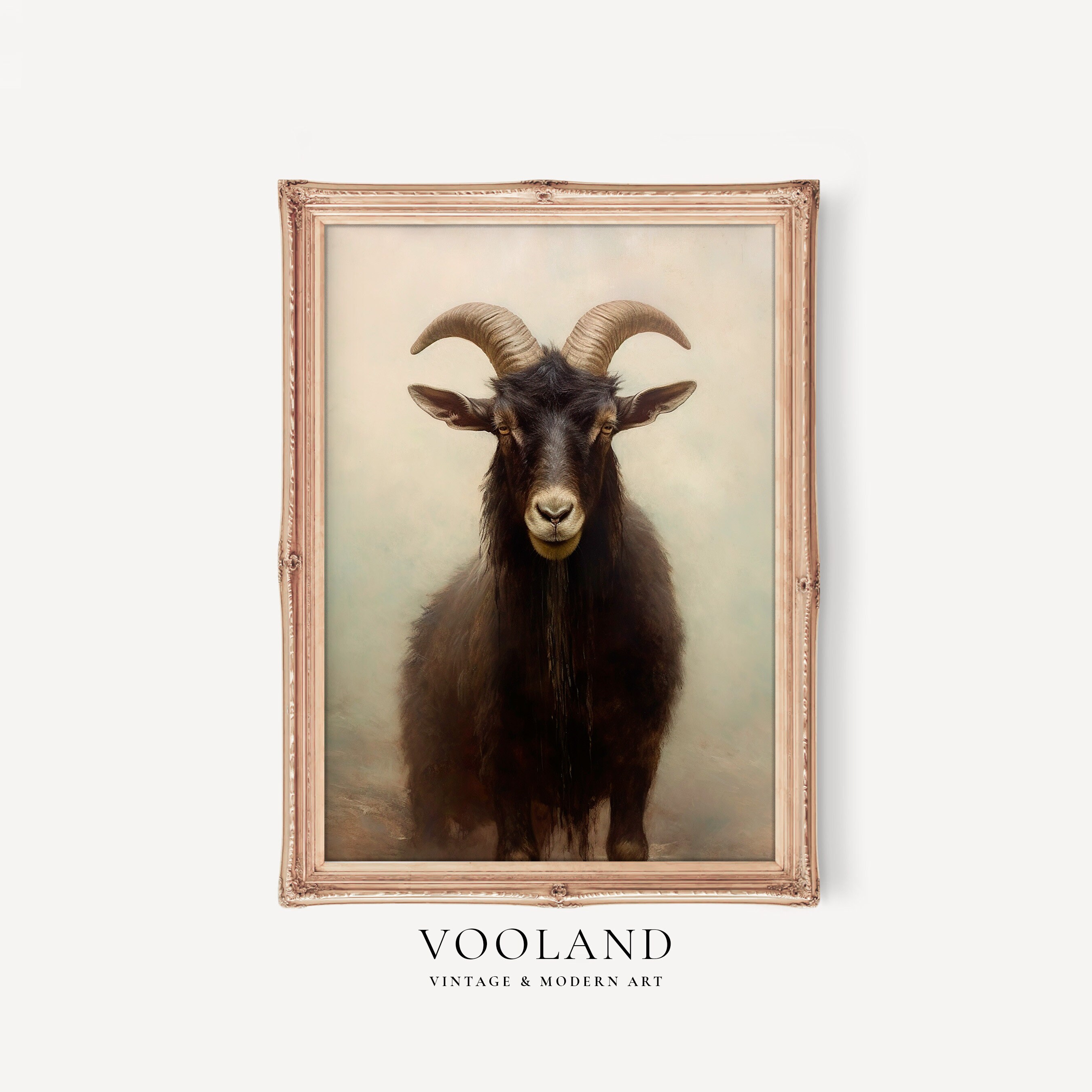 Vintage Black Goat Oil Painting, Digital Download, Vintage Decor, Moody ...