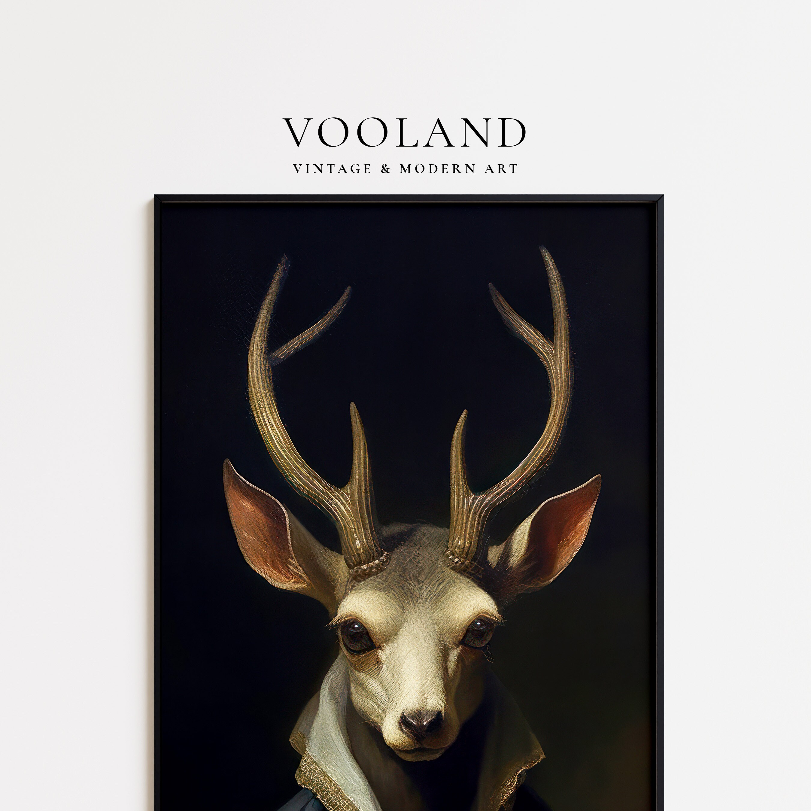 Vintage Gothic Deer Portrait, Animal Meme Art Print, Animal Portrait ...