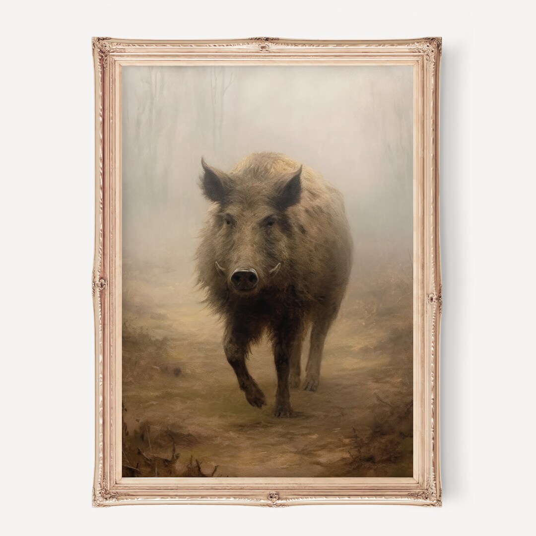 Boar Wall Art Printable Pig Painting Antique Oil Painting - Etsy