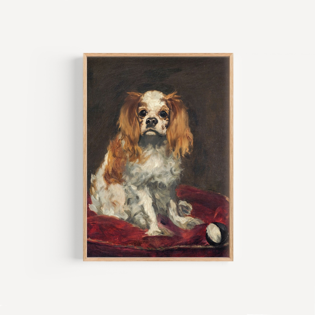 Vintage King Charles Spaniel Painting by Edouard Manet - Printable Art ...