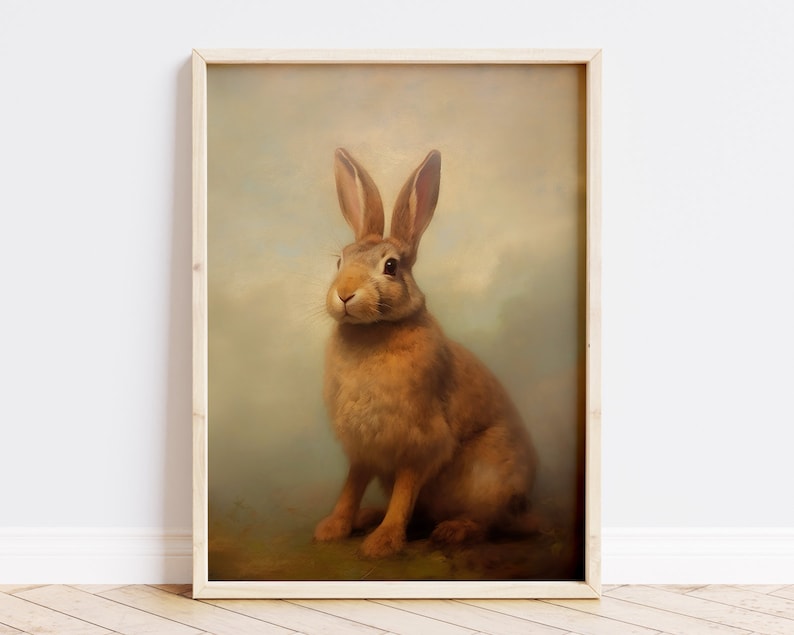 Rustic Rabbit Painting Printable Wall Art Digital Download - Etsy