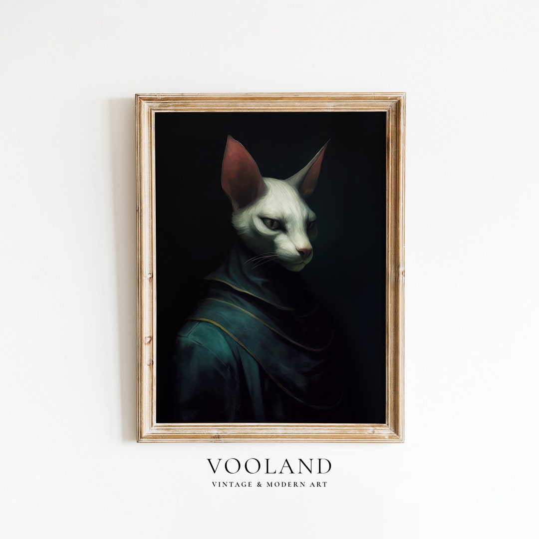 Eerie Cat Portrait, Cat Painting, Animal Portrait, Art Poster Print ...