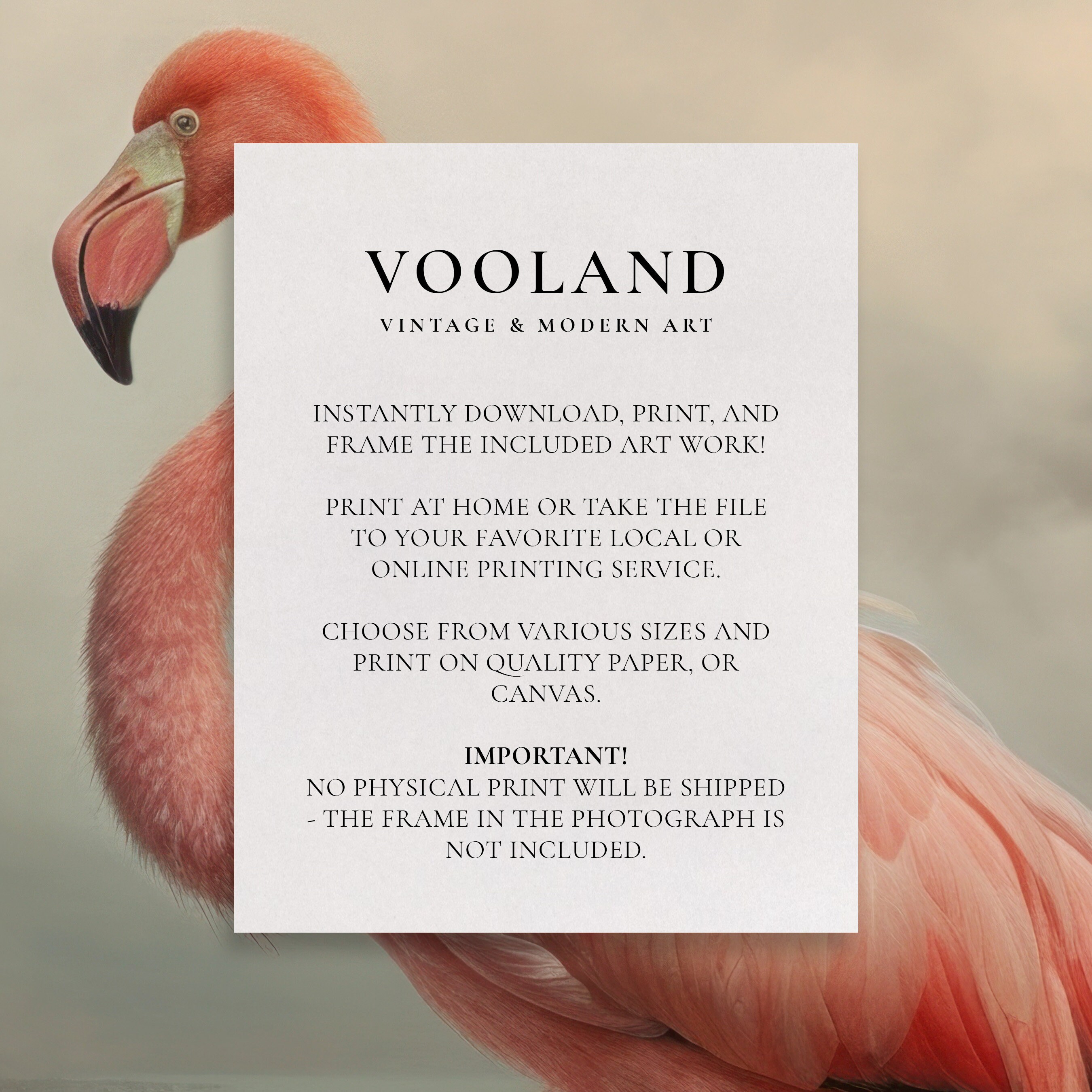 Digital Download: Vintage Flamingo Oil Painting Printable Art 19th ...