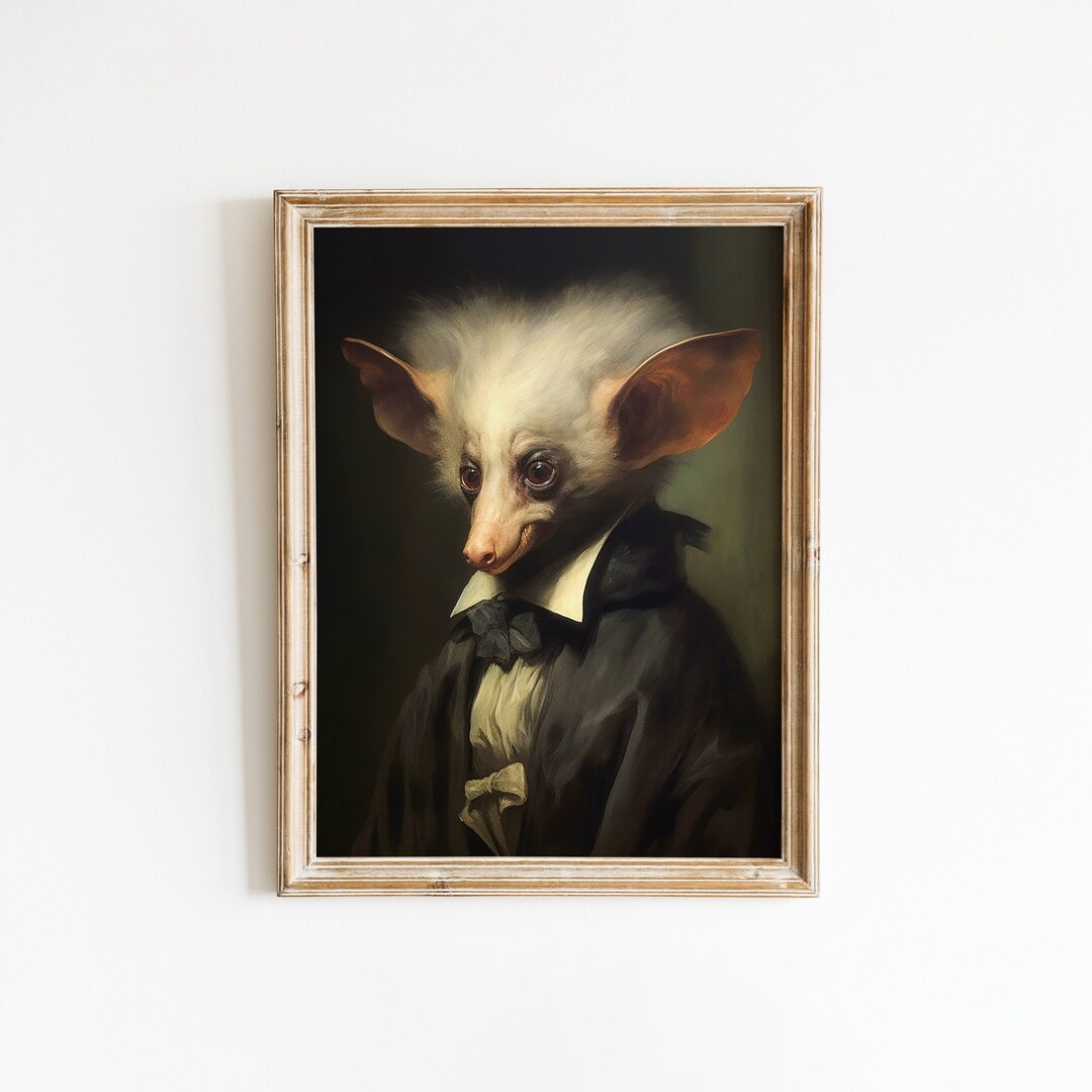 Gothic Aye-aye Poster, Vintage Animal Portrait, Gothic Art Print ...
