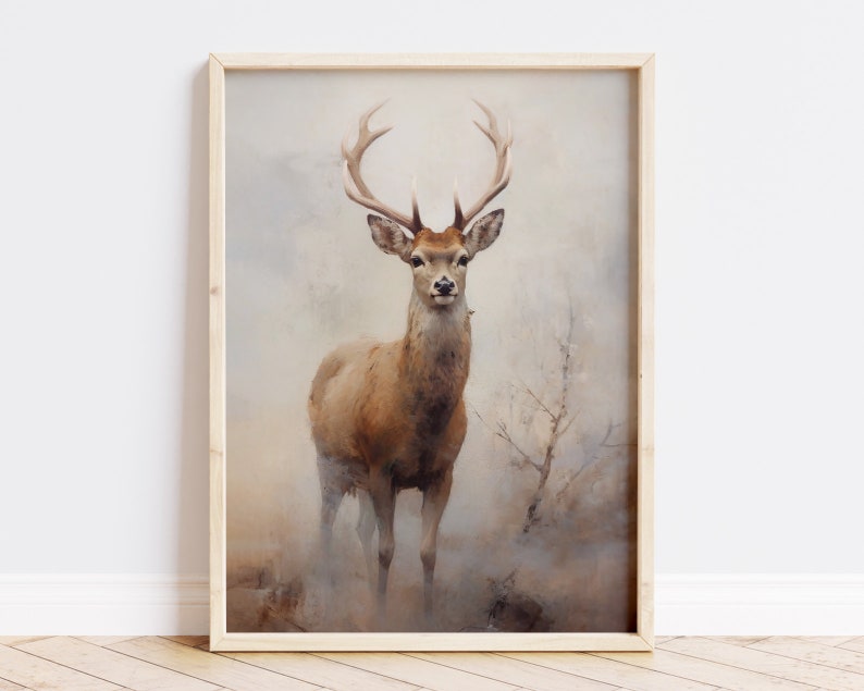 Rustic Deer Painting, Printable Wall Art, Digital Download, Deer ...