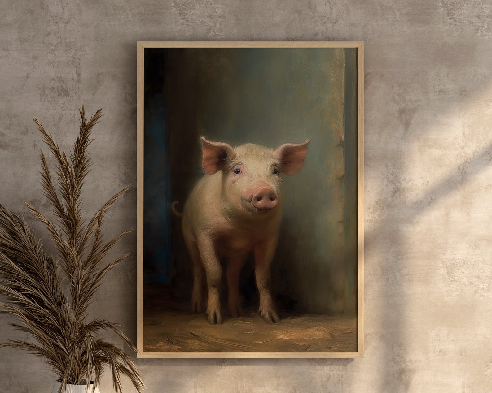 Pig Wall Art Printable Pig Painting Antique Oil Painting - Etsy