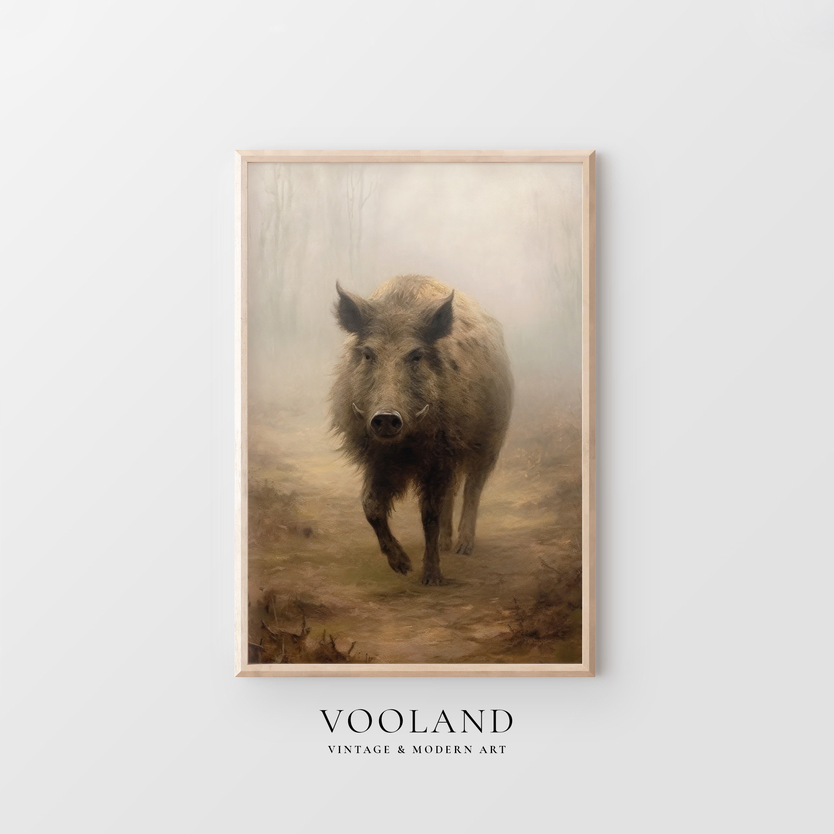 Boar Wall Art, Printable Pig Painting, Antique Oil Painting, Vintage ...