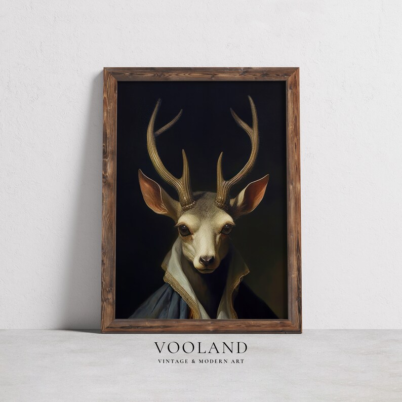 Vintage Gothic Deer Portrait, Animal Meme Art Print, Animal Portrait ...