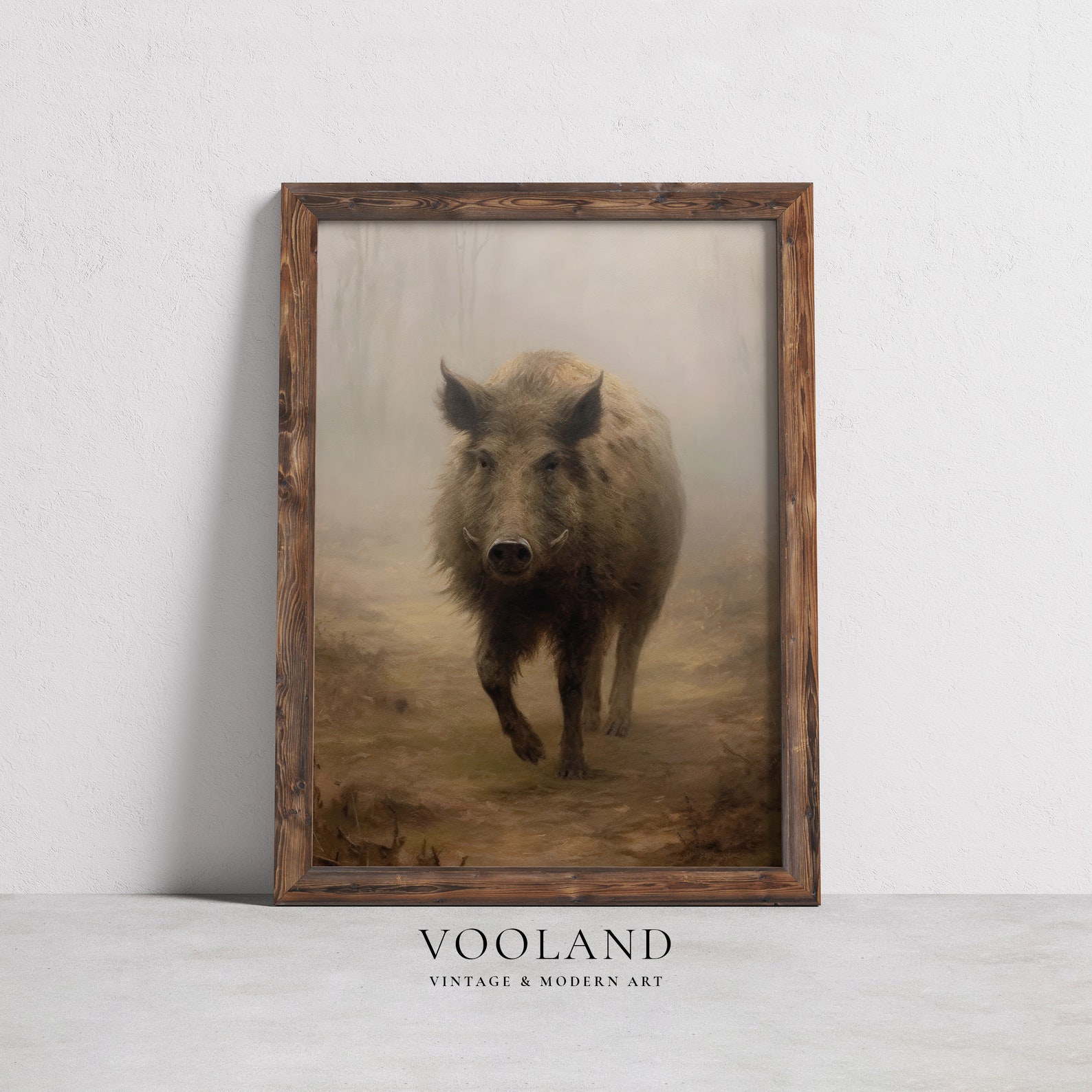 Boar Wall Art, Printable Pig Painting, Antique Oil Painting, Vintage ...