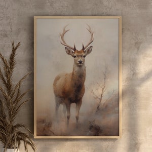 Rustic Deer Painting, Printable Wall Art, Digital Download, Deer ...