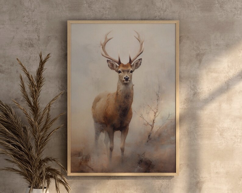 Rustic Deer Painting, Printable Wall Art, Digital Download, Deer ...