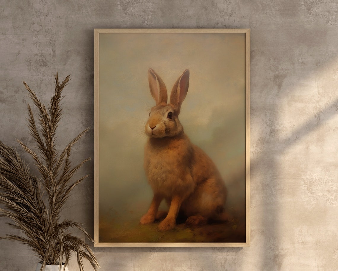 Rustic Rabbit Painting Printable Wall Art Digital Download - Etsy