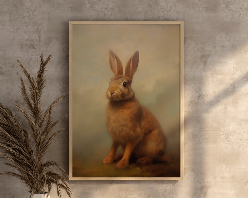 Rustic Rabbit Painting Printable Wall Art Digital Download - Etsy