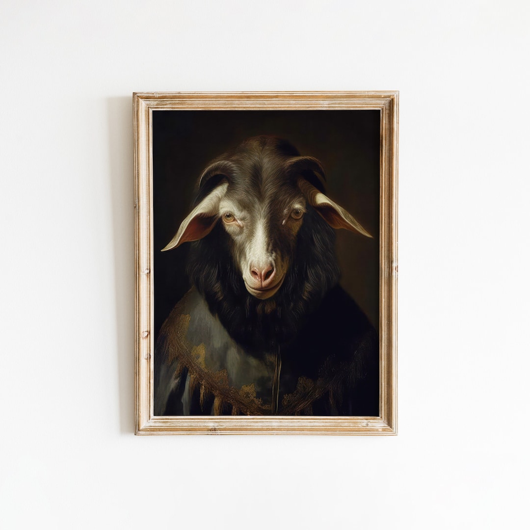 Gothic Goat Portrait, Animal Portrait, Art Poster Print, Victorian Goat ...