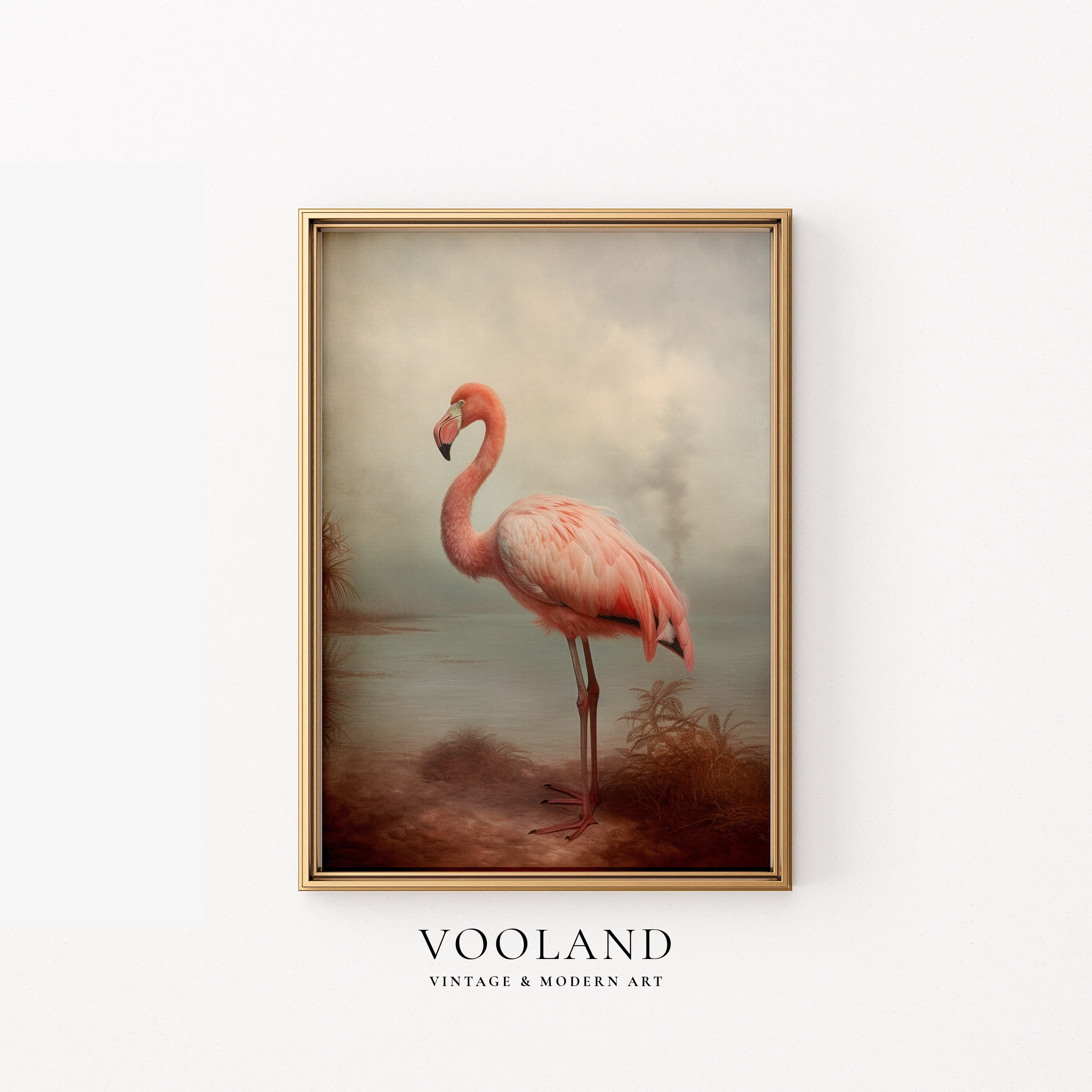 Digital Download: Vintage Flamingo Oil Painting Printable Art - 19th ...