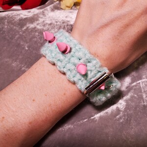 Pastel Blue Spiked Crochet Wrist Cuff - Etsy