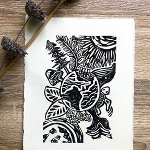 EARTH Hand Carved Lino Cut - Etsy