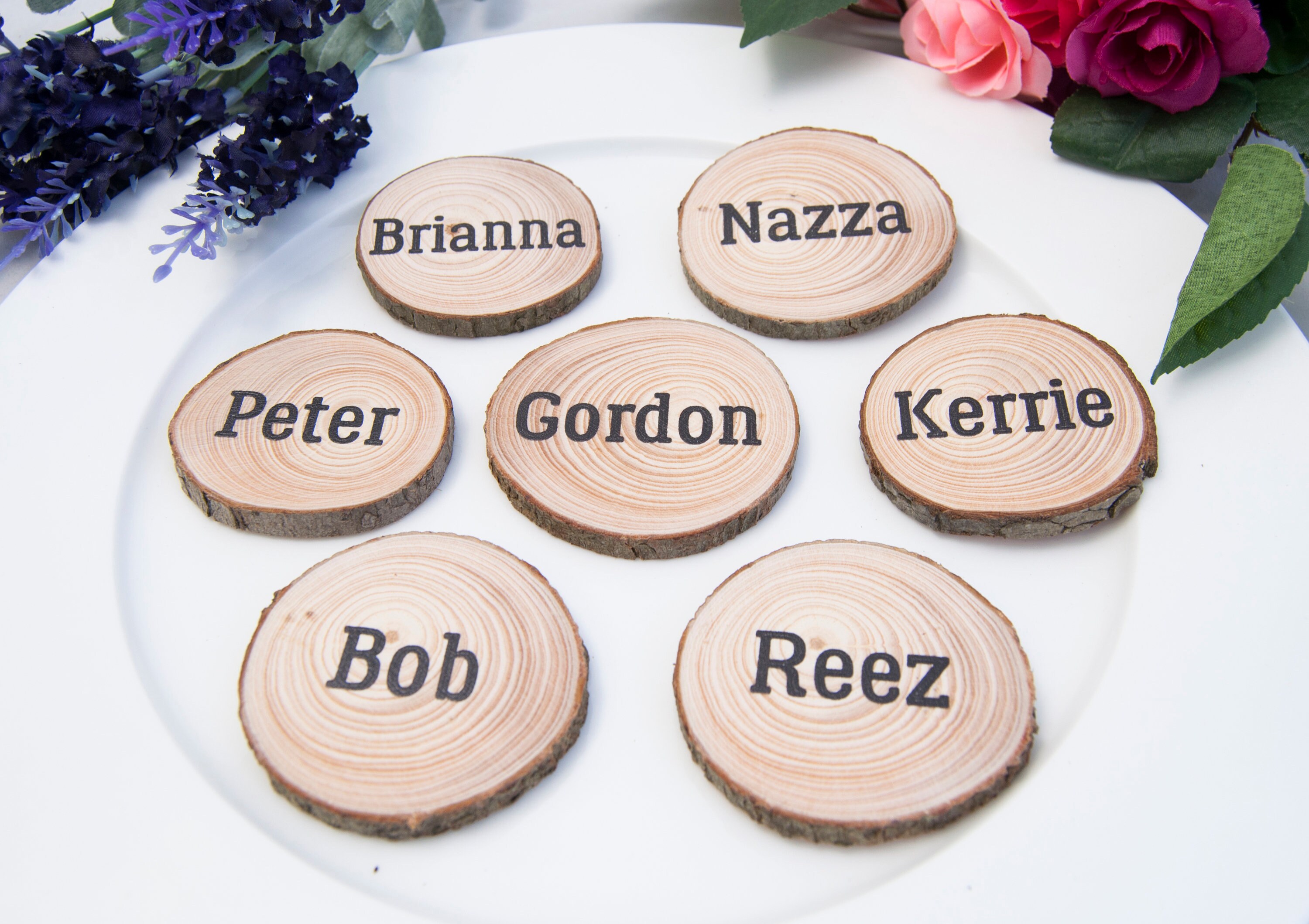 Wood Slice Place Cards, Wood Slice Place Settings, Wedding Place Cards ...