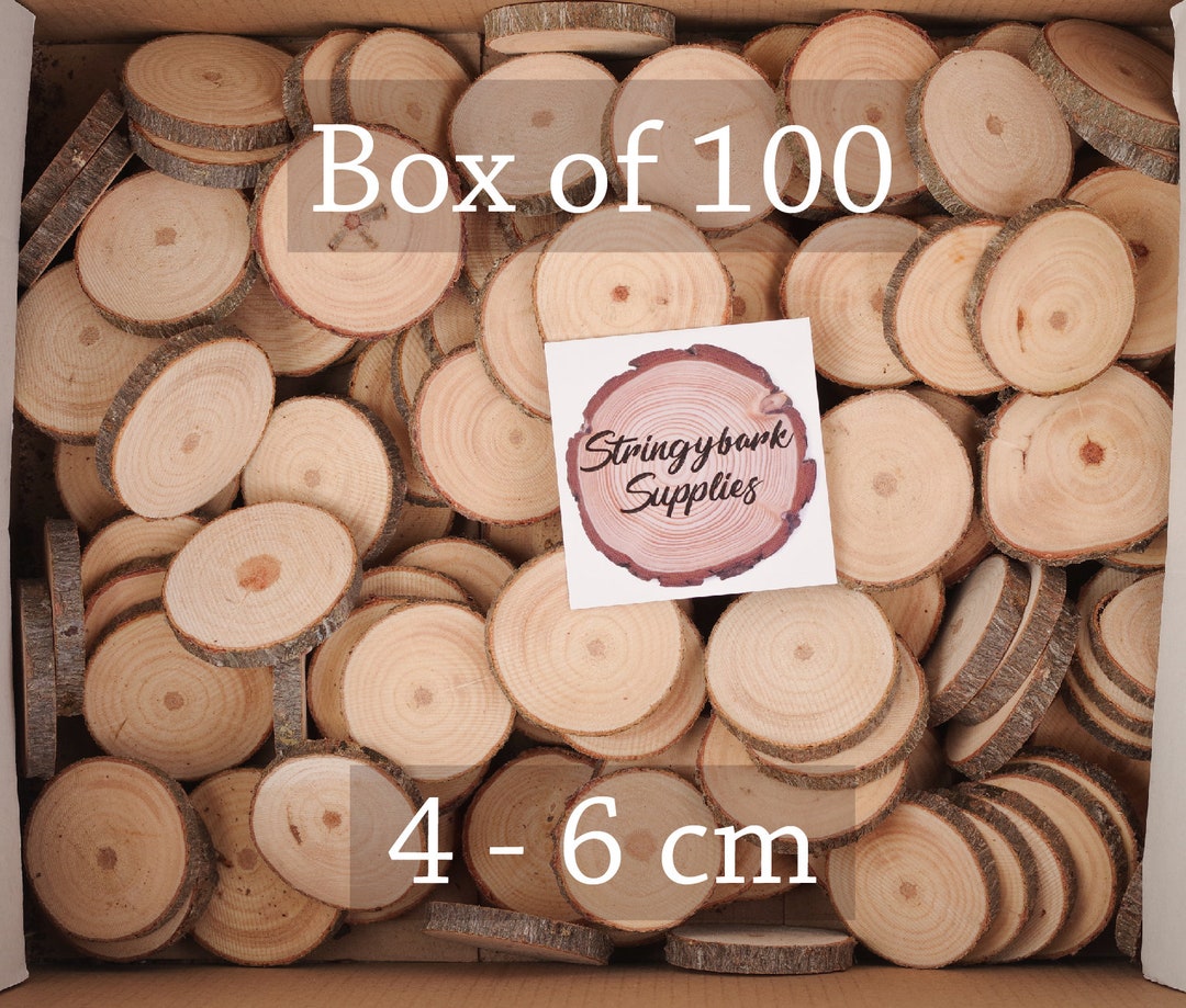 100 Pack 4 - 6 Cm Wood Slices • 2 Inch Wood Slices • Bulk Wood Slices ...