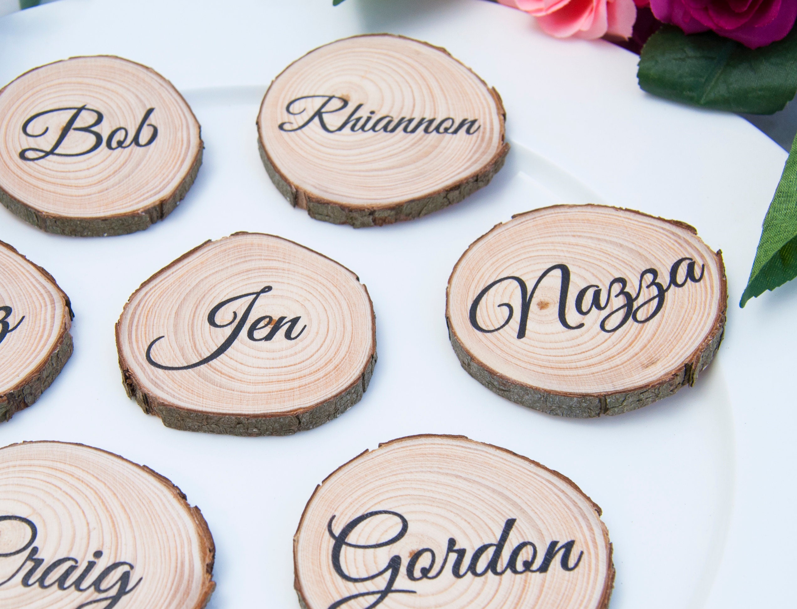 Wood Slice Place Cards, Wood Slice Place Settings, Wedding Place Cards ...