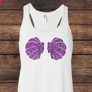 GLITTER Disney Tank | Little Mermaid Ariel Tank | Clam Shell Bra Tank ...