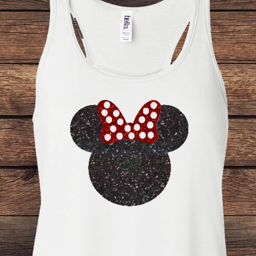GLITTER Disney Tank Minnie Glitter Tank Minnie Flowy Tank | Etsy