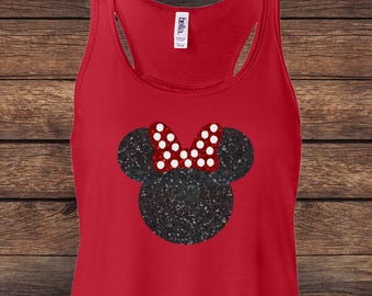GLITTER Disney Tank Minnie Glitter Tank Minnie Flowy Tank | Etsy