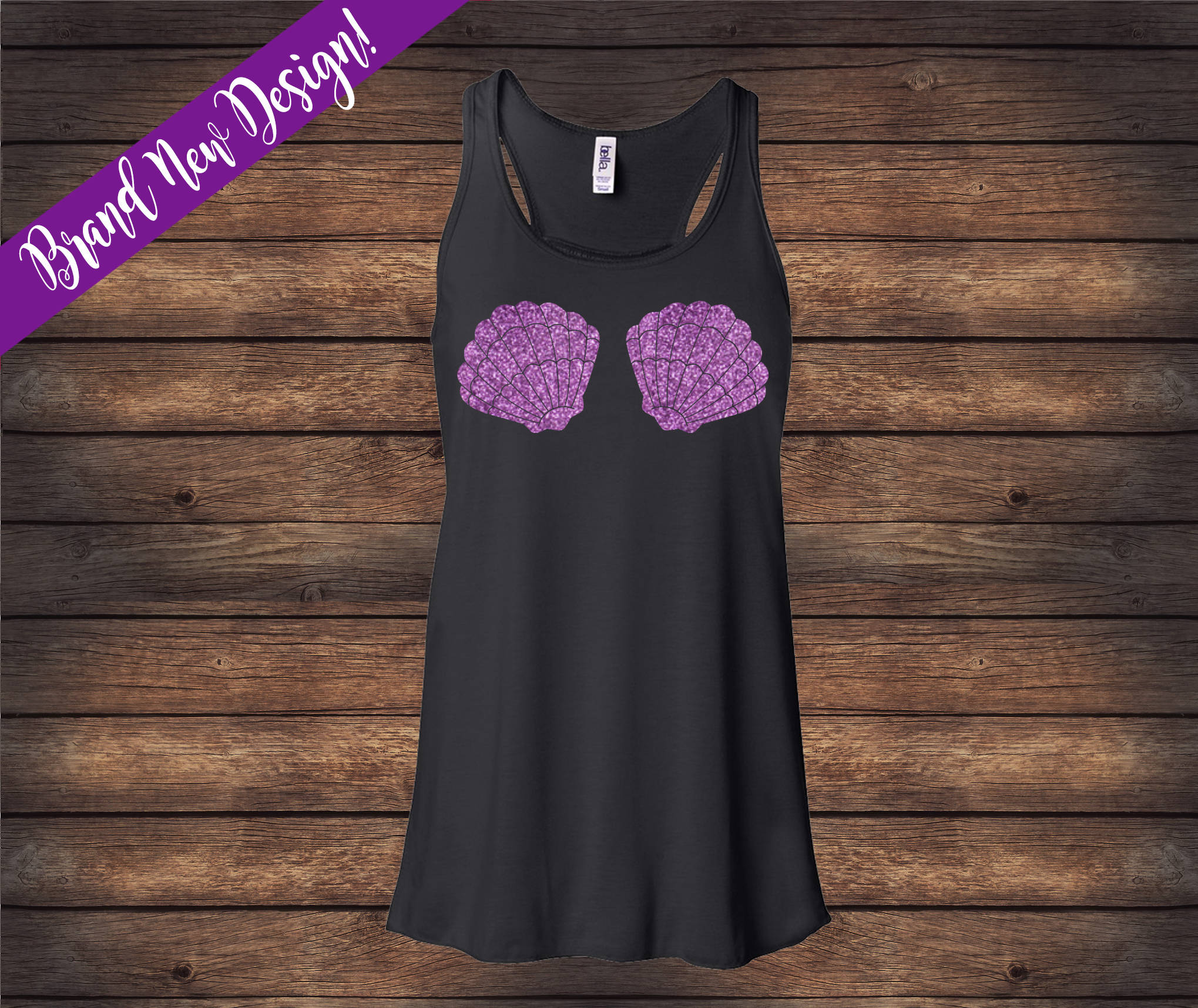 GLITTER Disney Tank | Little Mermaid Ariel Tank | Clam Shell Bra Tank ...