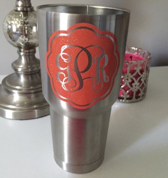 Glitter Fancy Monogram Decal YETI Tumbler Decal Elegant | Etsy