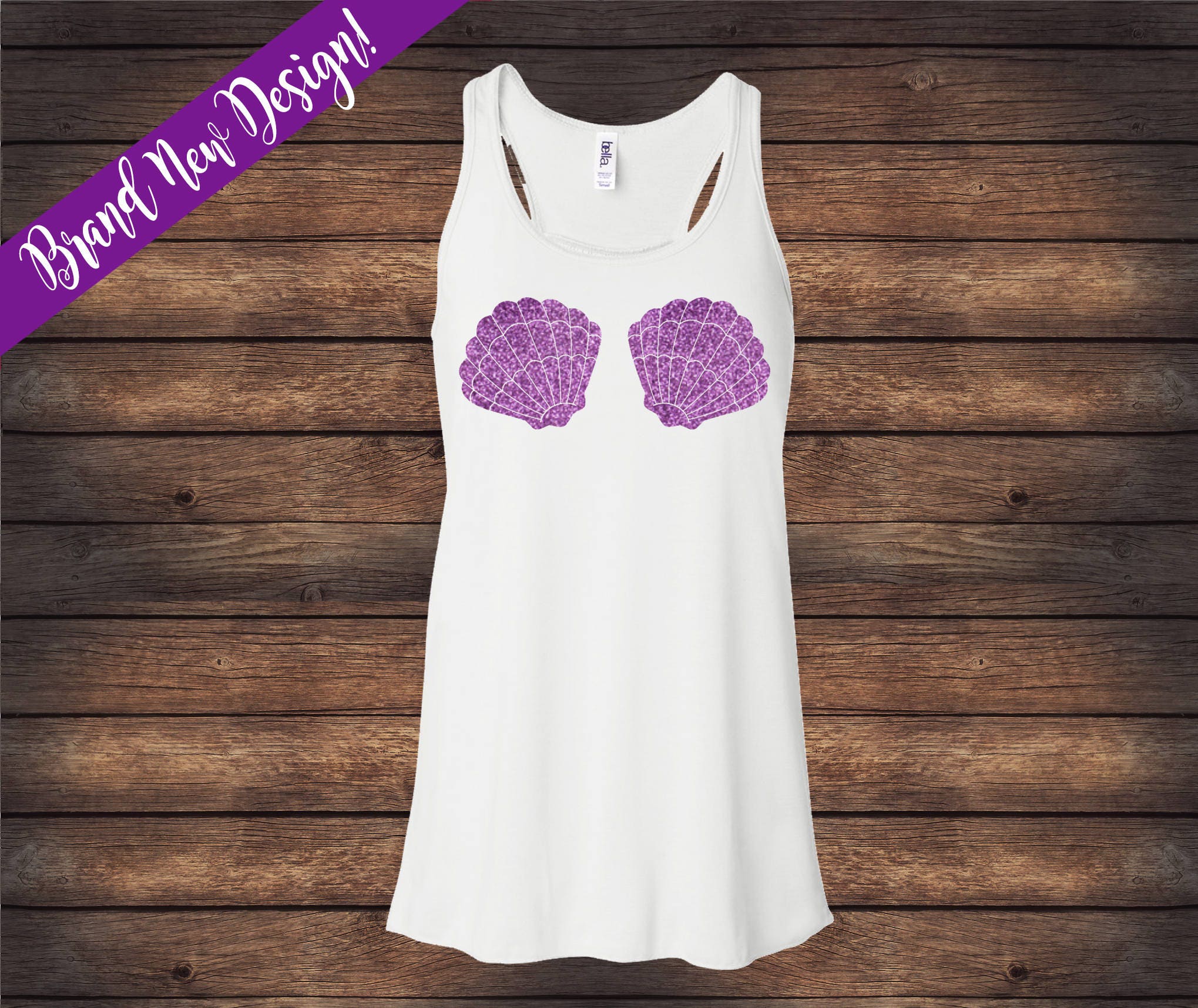 GLITTER Disney Tank | Little Mermaid Ariel Tank | Clam Shell Bra Tank ...