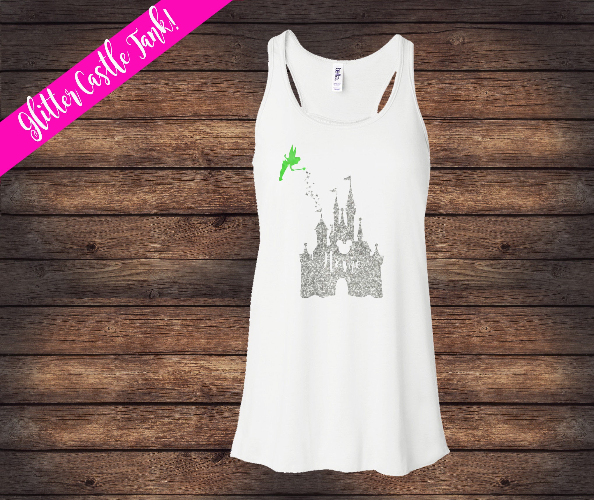 SALE Disney GLITTER Castle Tank Disney Home Tank - Etsy