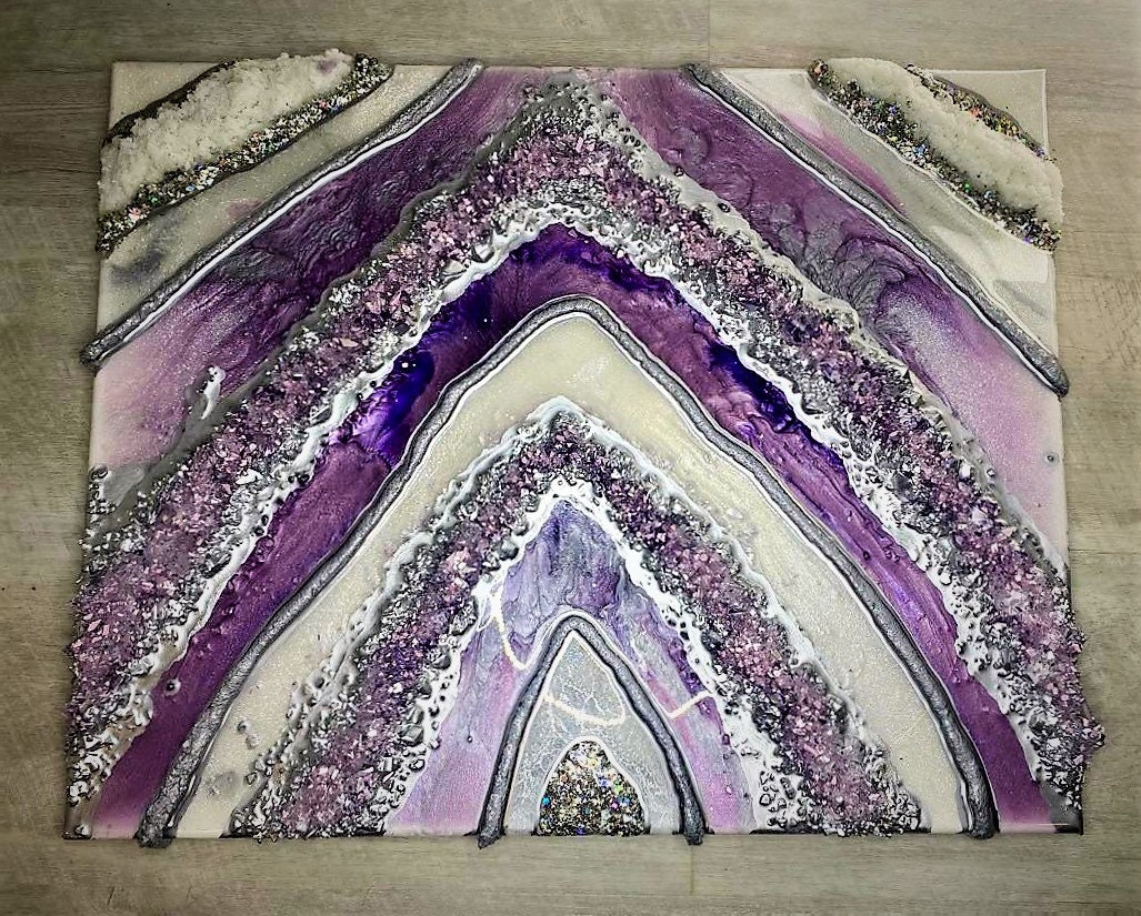 Purple and White Geode Wall Art/ Resin Geode Wall Art/ Geode Resin ...