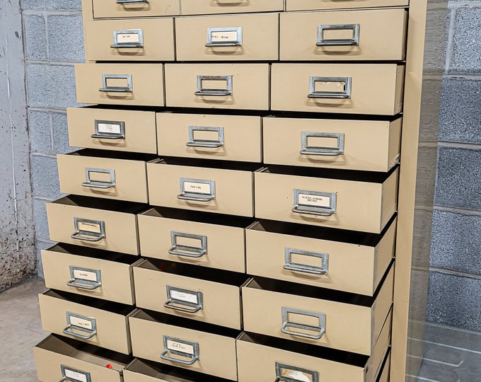 Cole Library Beige 27-drawer Metal Card File Cabinet - Etsy