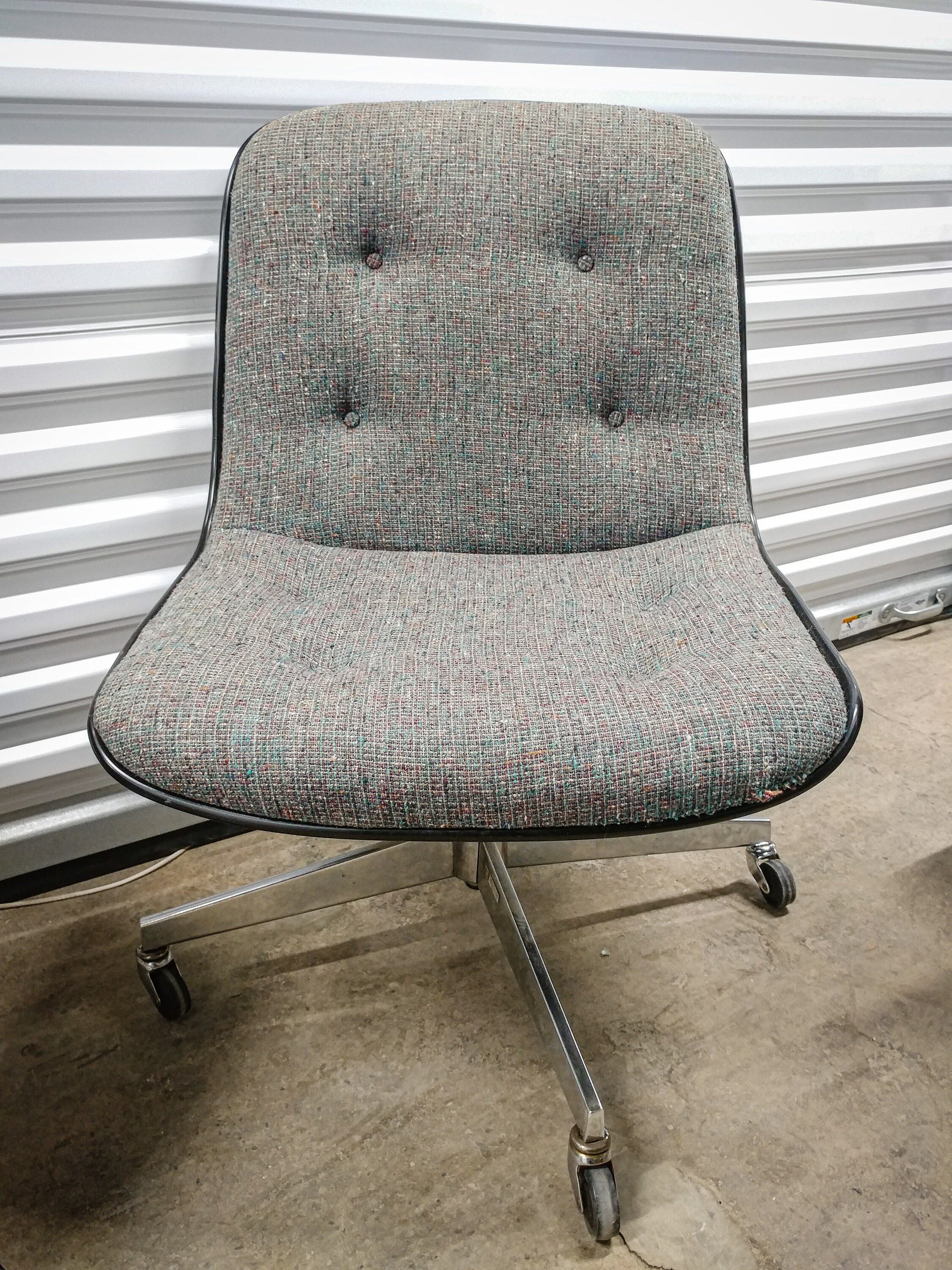 Steelcase Pollock Office Chairs: Blue-grey Tweed, Chrome Base - Pair - Etsy