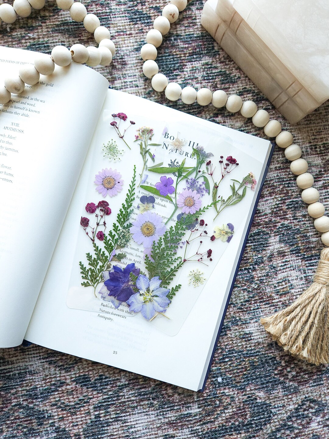 Purple Pressed Flower Bookmark - Etsy